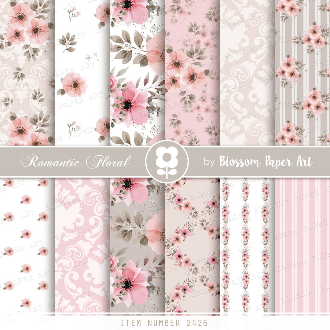 Floral Digital Paper, Scrapbooking Paper Pack, Wedding Papers, Baby ...
