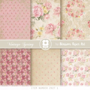 Floral Junk Journal Digital Papers, Victorian Roses Digital Paper, Pink ...