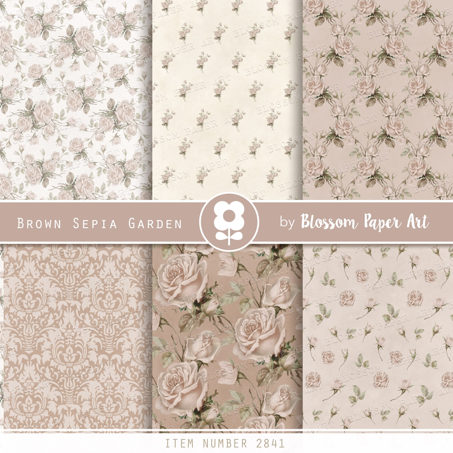 Brown Digital Paper Shabby Chic Scrapbook Paper Vintage | Etsy