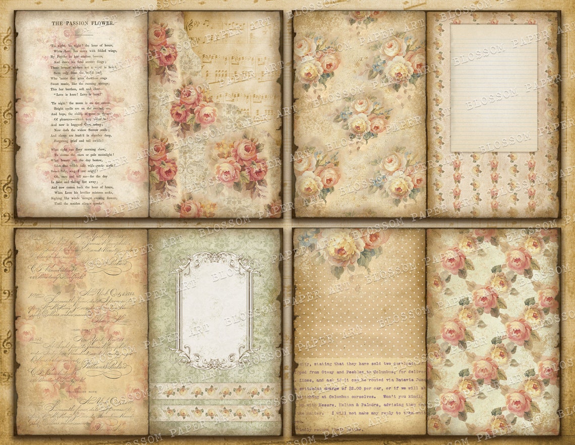 Hojas de diario imprimibles Vintage Junk Journal Pages - Etsy España
