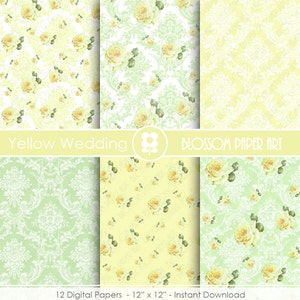 Yellow Roses Wedding Digital Paper Pack (digital Download) - 1814 - Etsy