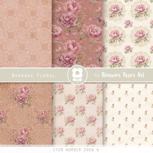 Victorian Digital Paper, Floral Digital Paper Pack, Roses Scrapbook ...