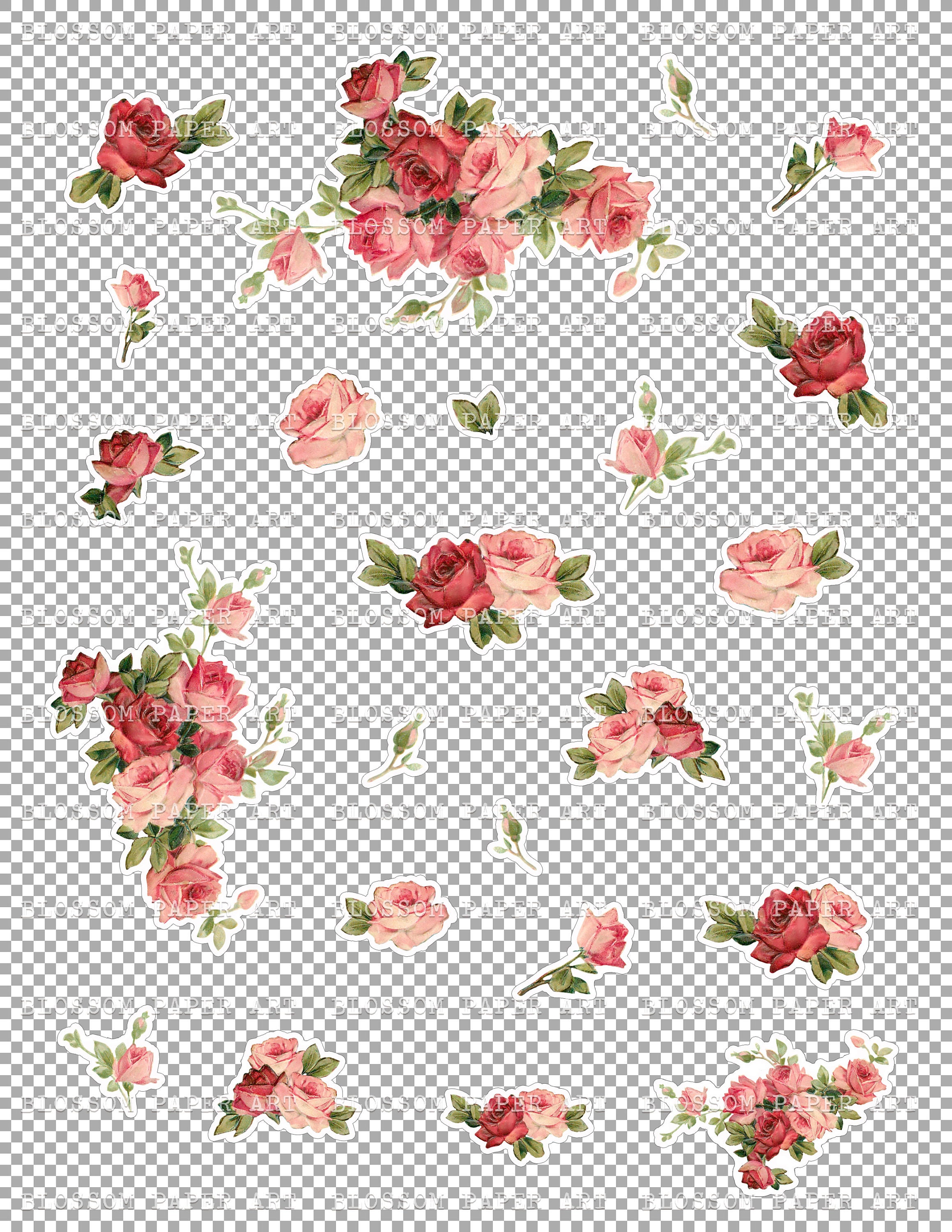 Printable Stickers VINTAGE ROSES Stickers Digital Collage - Etsy
