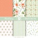 Orange Digital Paper, Floral Digital Paper Pack, Watercolor ...