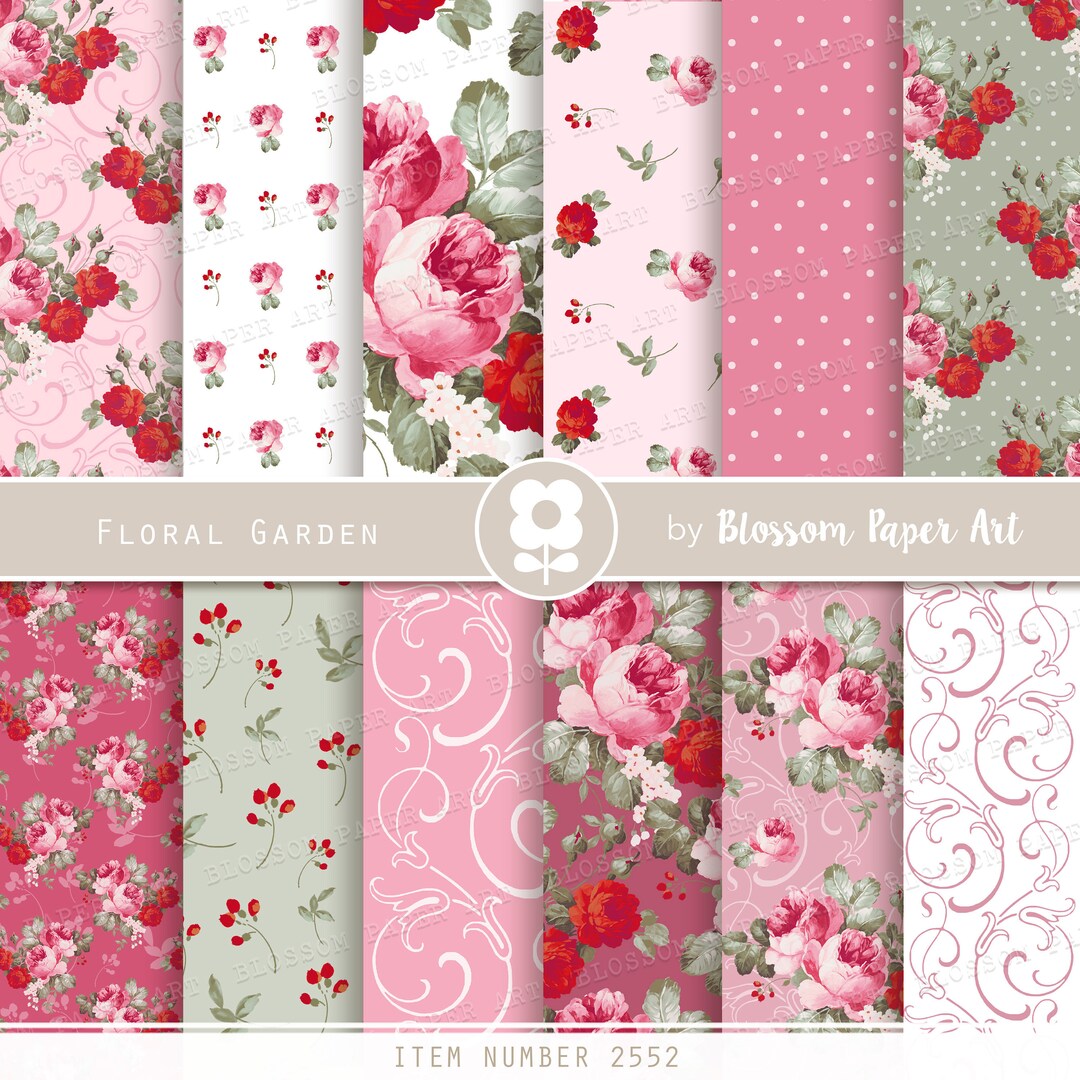 Rose Digital Paper Pack: Floral Scrapbook Paper (instant Download) - Etsy