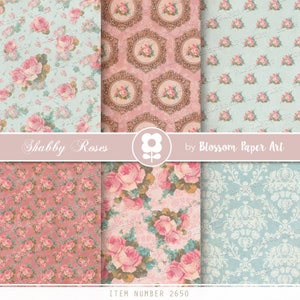Rose Digital Paper, Floral Scrapbook Paper Pack, Vintage Roses ...