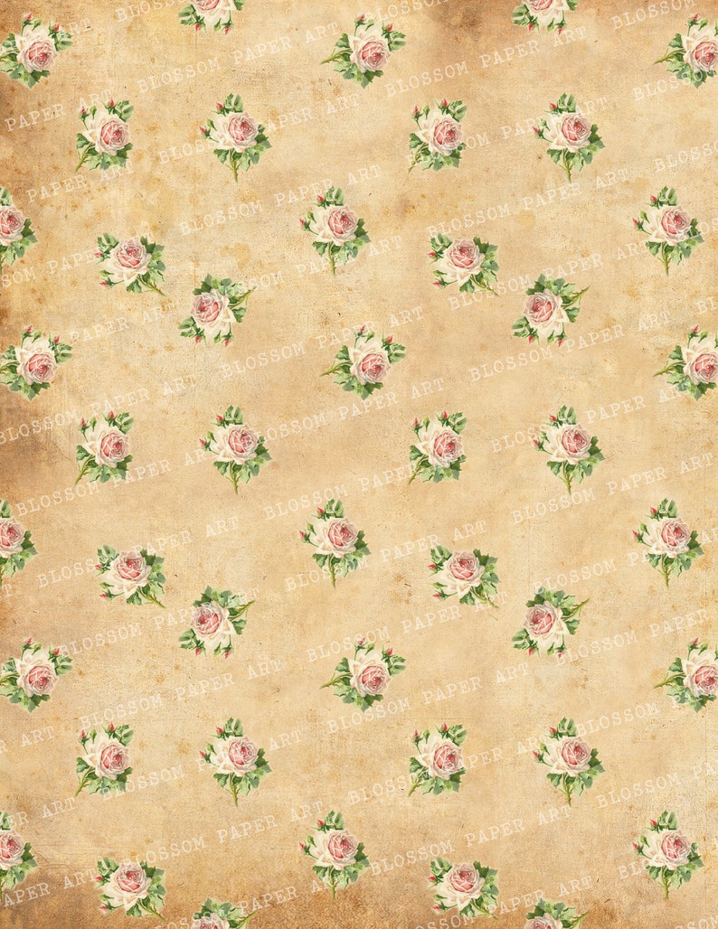 Rose Digital Paper Floral Scrapbook Paper Vintage Rose - Etsy