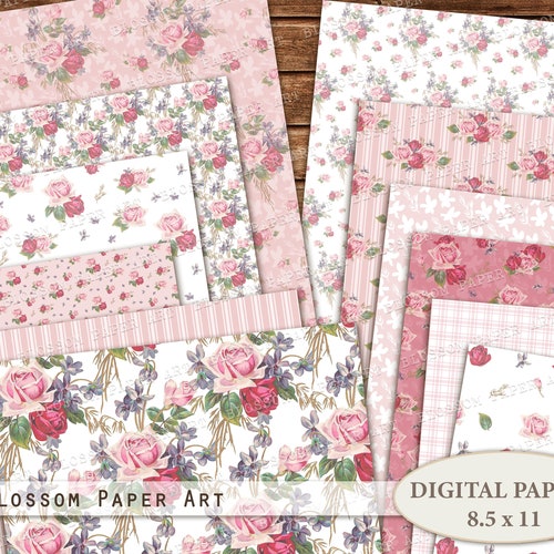 Scrapbook Digital Paper Rose Digital Paper Floral Scrapbook - Etsy