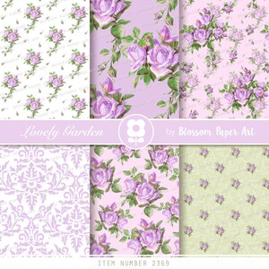 Purple Floral Digital Paper, Pink Digital Papers, Floral Digital ...