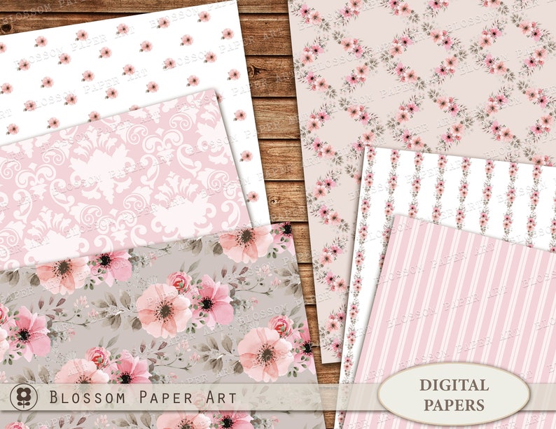 Floral Digital Paper Scrapbooking Paper Pack Wedding Papers - Etsy