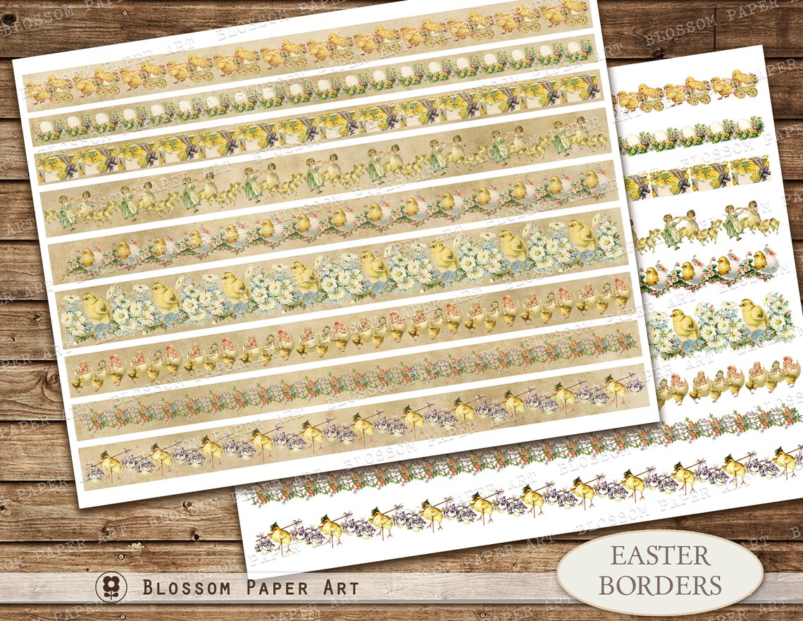 Vintage Easter Borders Printable Junk Journal Ephemera - Etsy