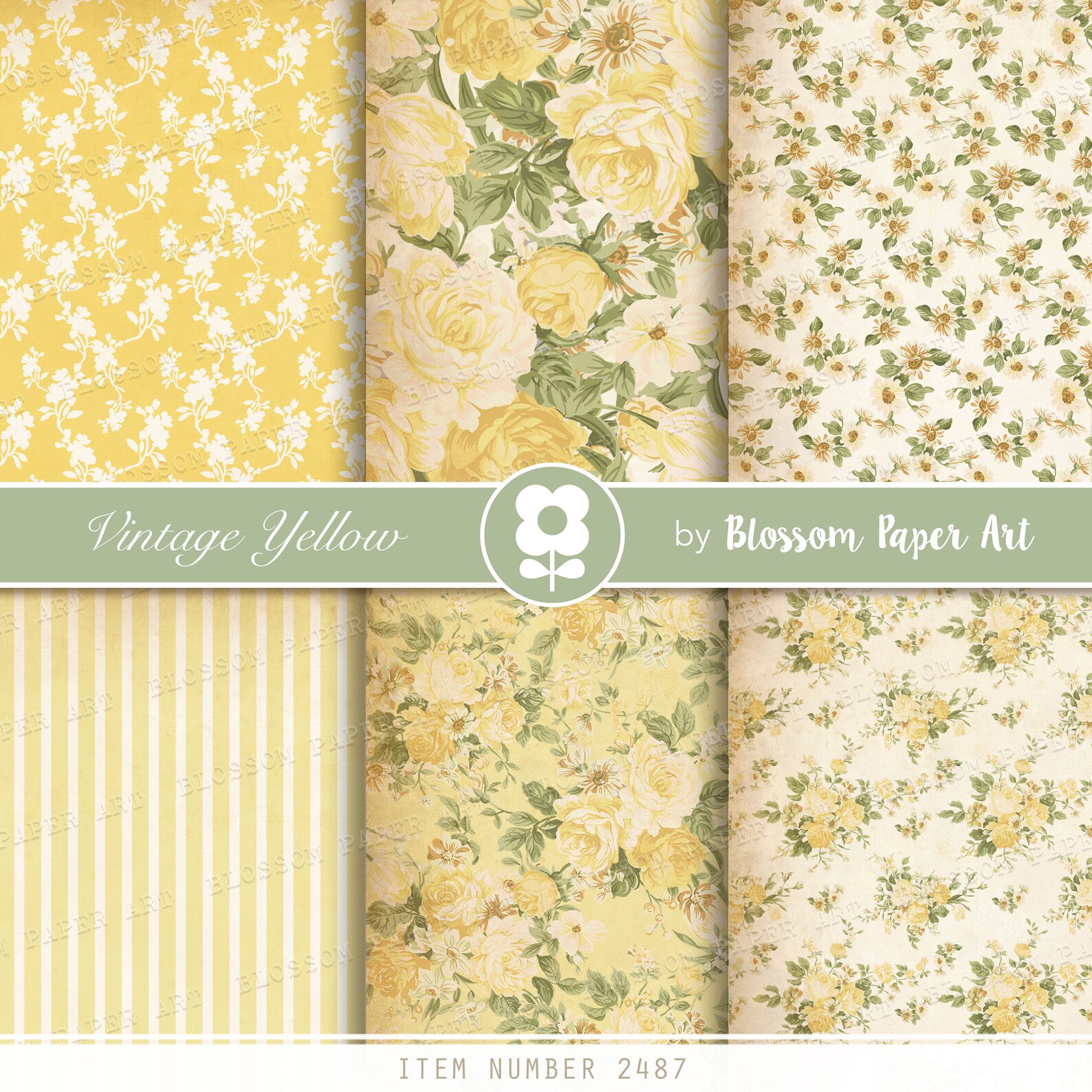 Yellow Floral Digital Paper Floral Digital Paper Pack - Etsy