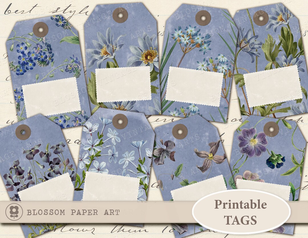 Vintage Floral Gift Tags: Printable Flower Collage Sheet (digital ...
