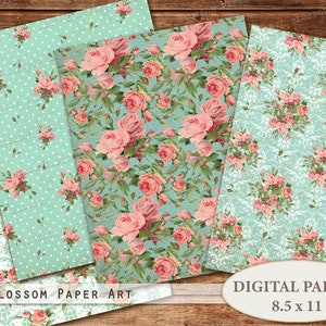 Scrapbook Paper, Floral Digital Paper, Scrap Collage Sheet, Junk ...