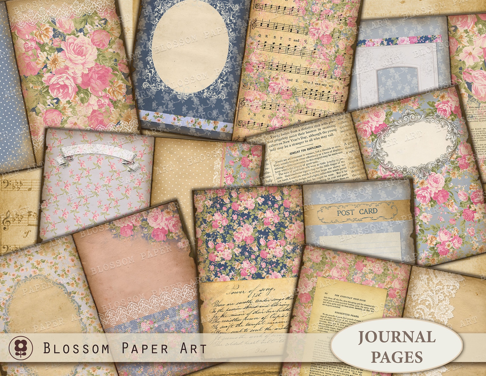 Vintage Journal Pages Printable Junk Journal Sheets Digital | Etsy