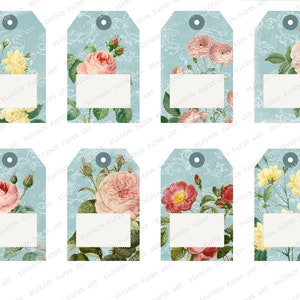 FLOWER Collage Sheet Printable Gift Tags Vintage Printable Digital ...