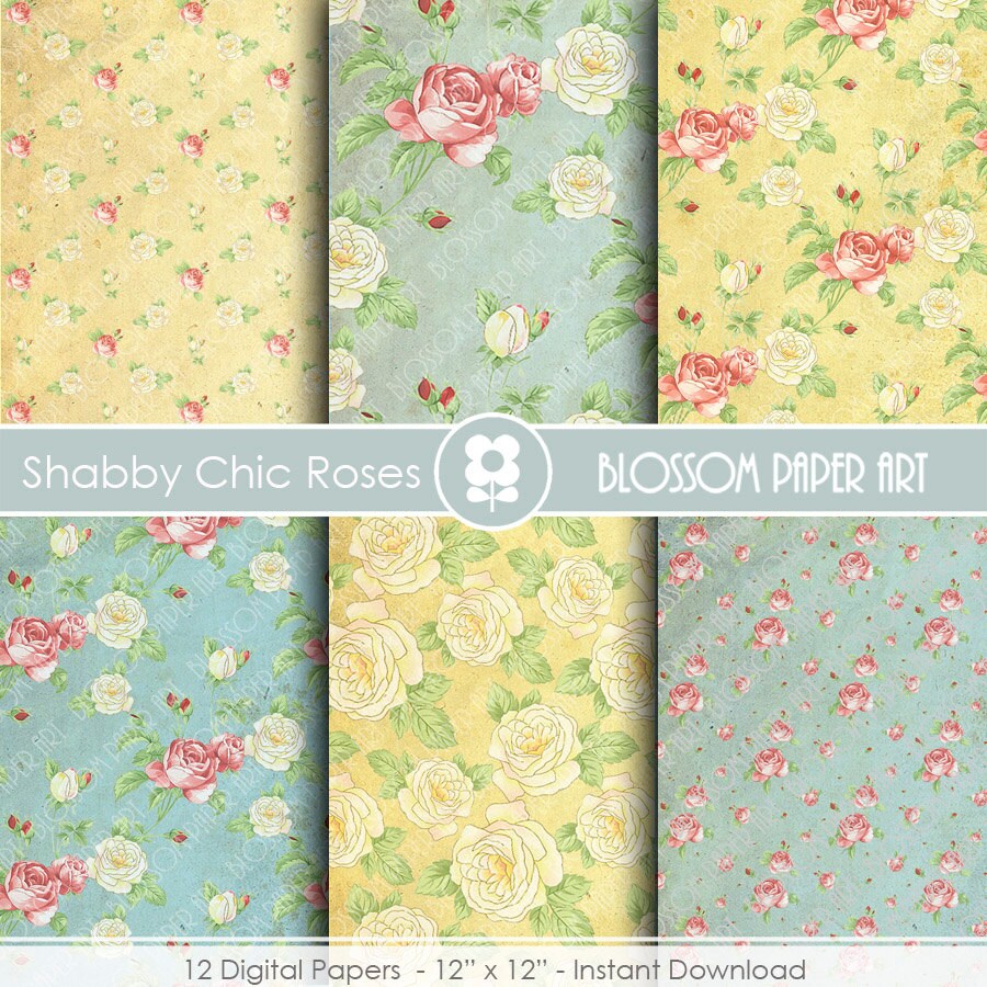Vintage Digital Paper Blue Floral Digital Paper Pack - Etsy