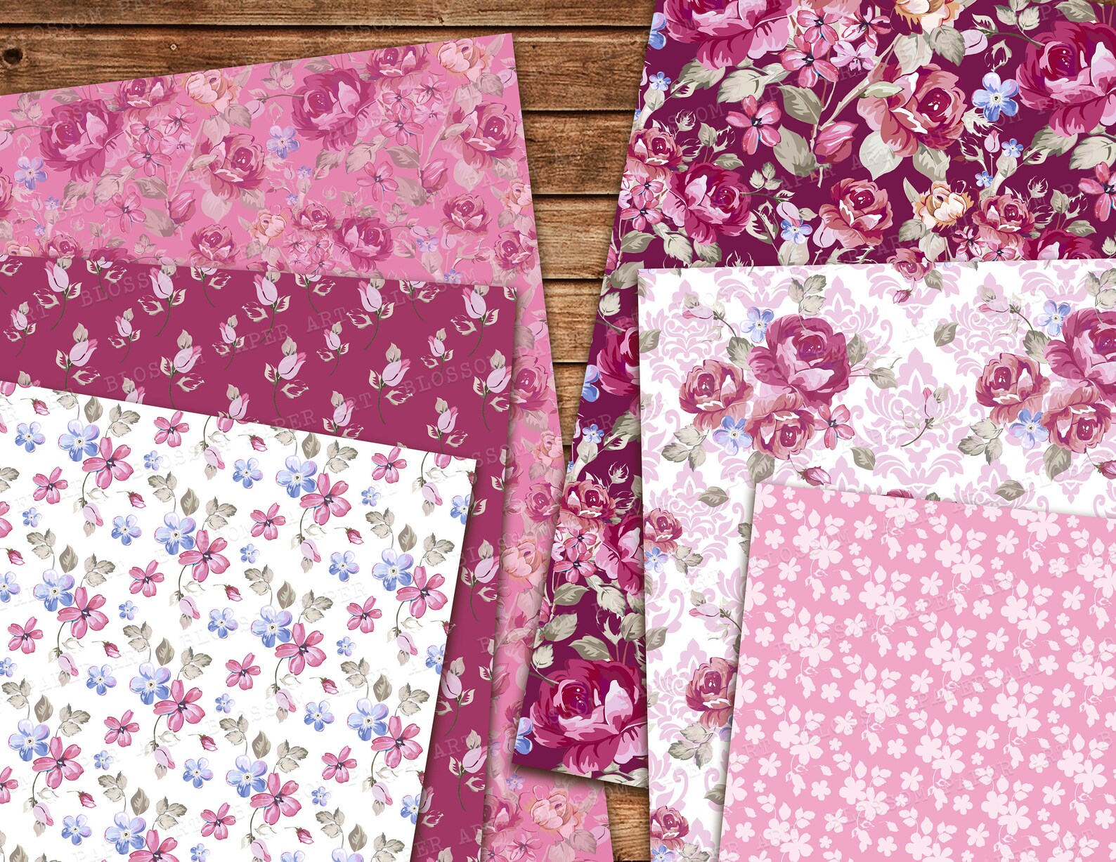 Pink Digital Paper Floral Digital Papers Scrapbook Paper - Etsy