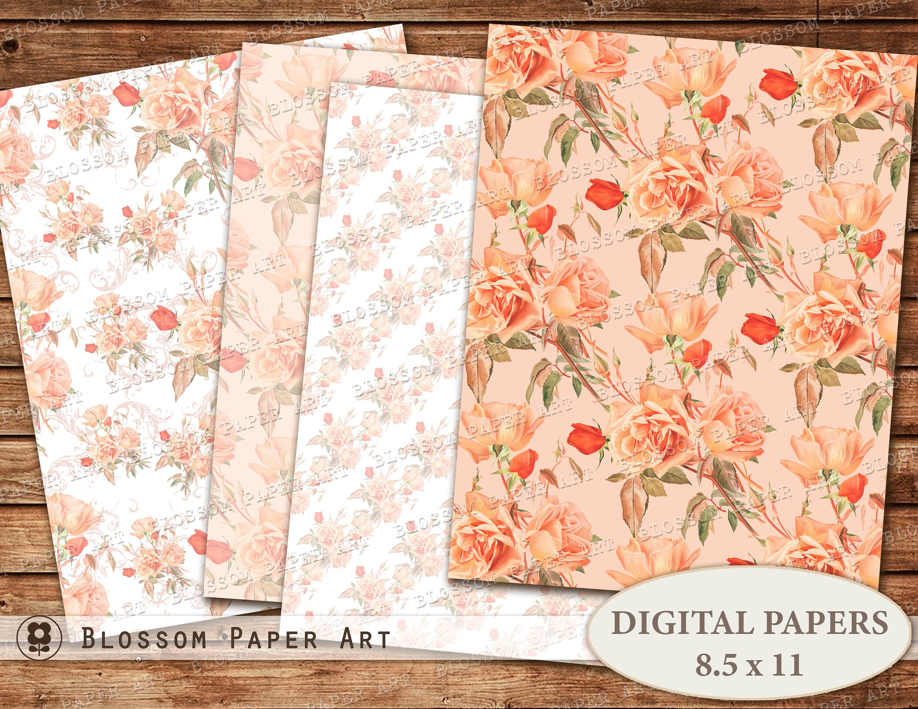 Scrapbook Paper Rose Scrapbooking Paperfloral Paper A4 - Etsy