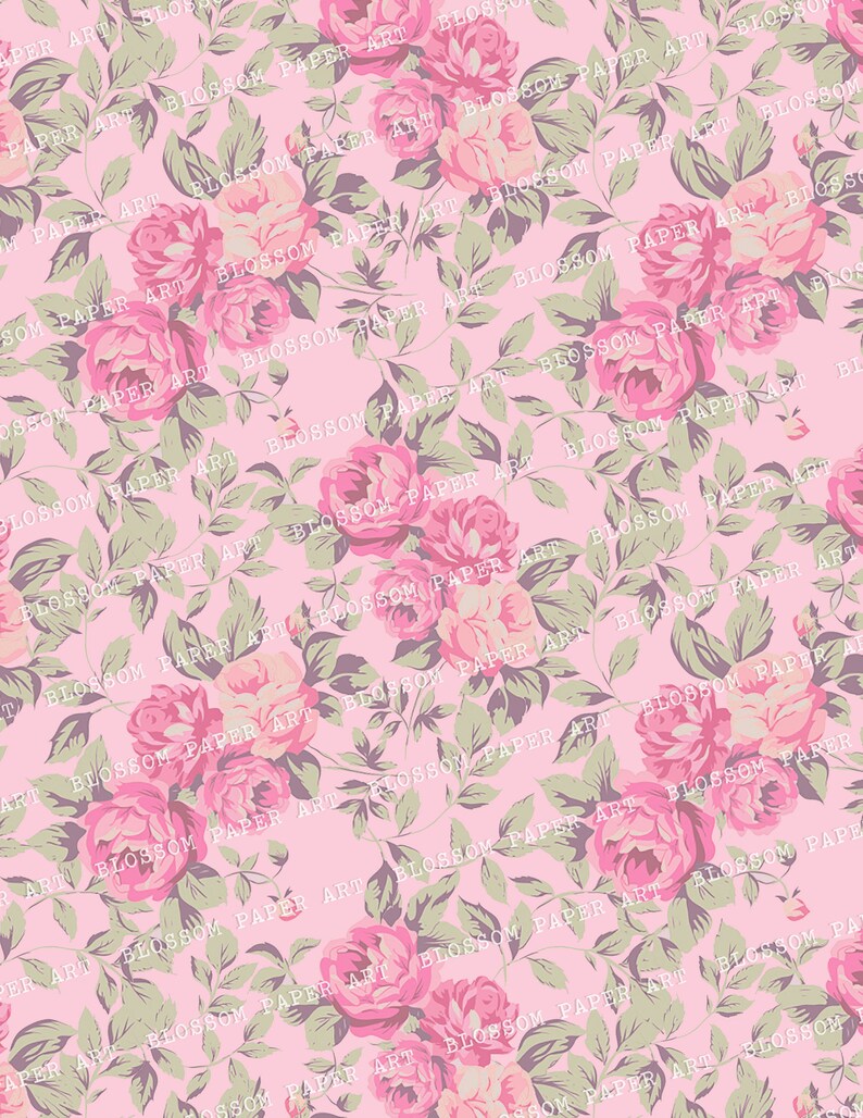 Pink Digital Paper Floral Scrapbook Printable Sheets A4 - Etsy
