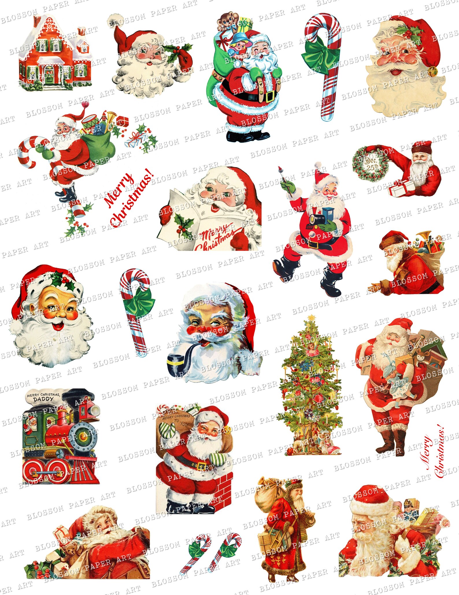 CHRISTMAS Digital Collage Sheet Vintage Christmas Images - Etsy