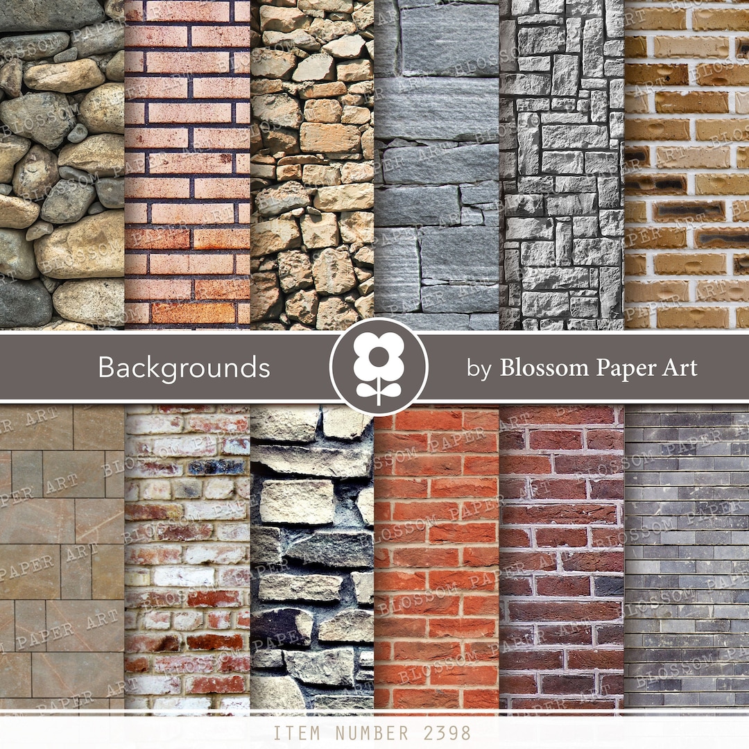 Stone & Brick Printable Backgrounds: Textures Digital Paper (digital ...