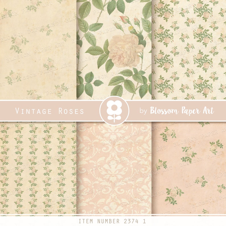 Vintage Digital Paper Rose Junk Journal Paper Roses - Etsy