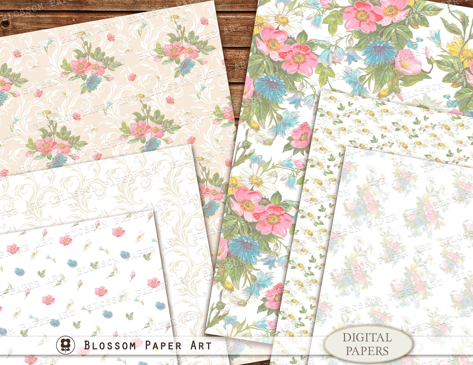 Shabby Chic Digital Paper Victorian Florals Wallpaper - Etsy