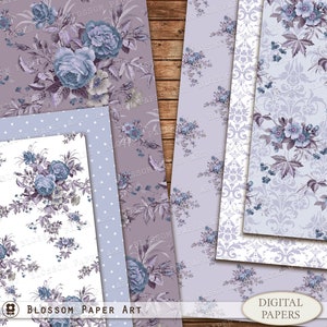 Vintage Paper, Lavender Digital Paper for Junk Journal, Scrapbook Paper ...