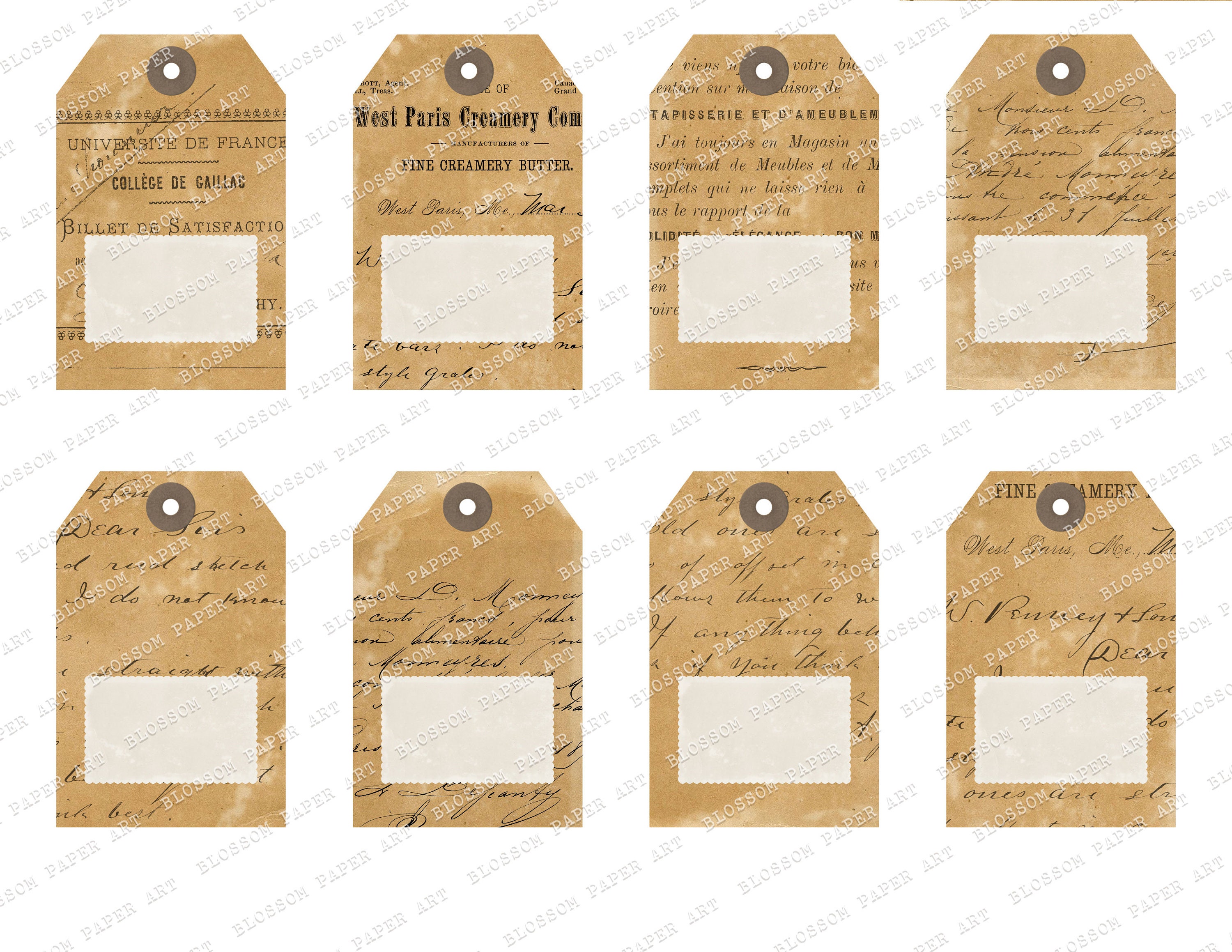 Digital Gift Tags OLD PAPER Printable Vintage Tags Digital - Etsy