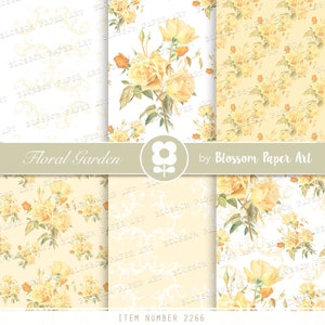 YELLOW ROSES Digital Paper, Floral Digital Paper Pack, Victorian Roses ...