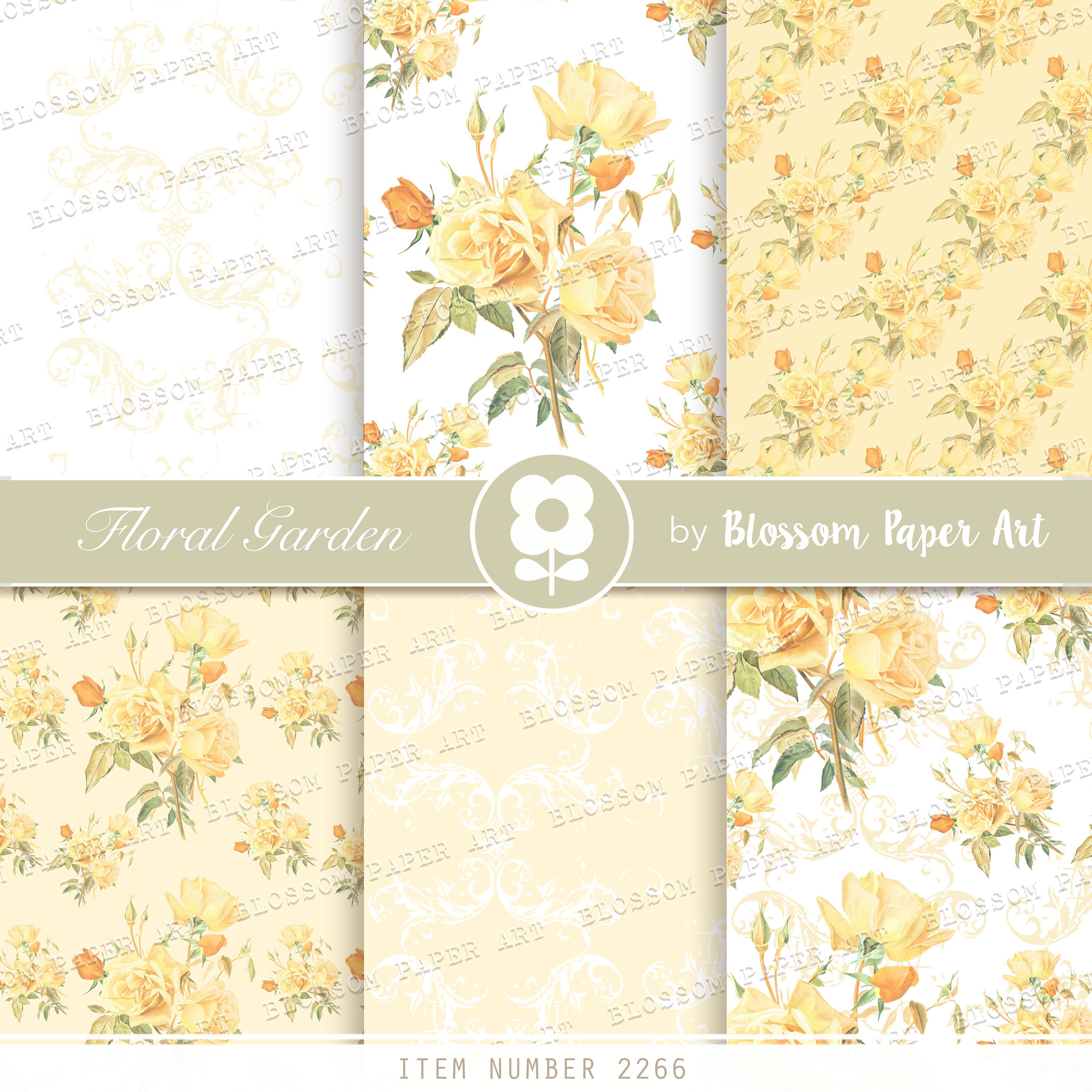 YELLOW ROSES Digital Paper Floral Digital Paper Pack | Etsy