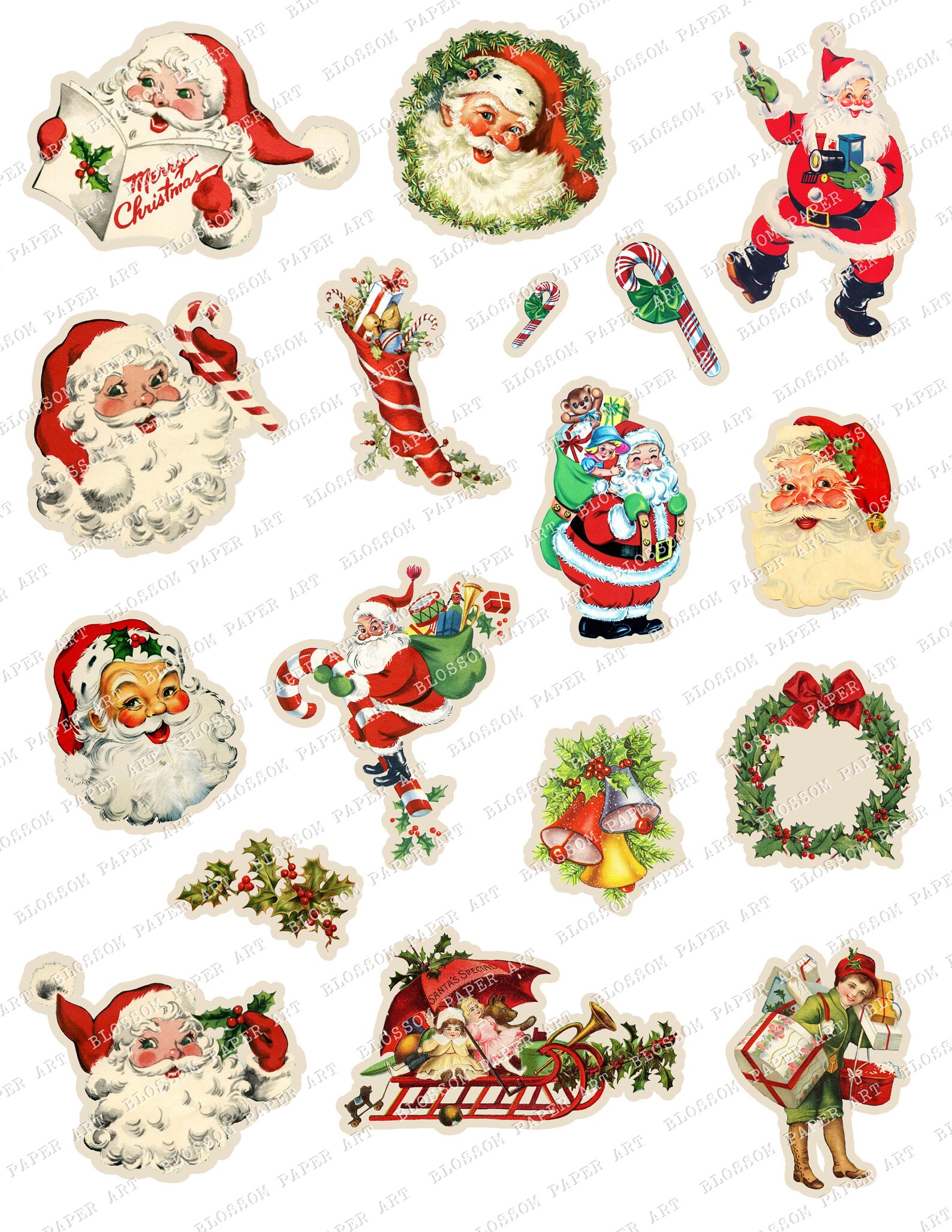 CHRISTMAS Stickers Digital Collage Sheets Gift Tags Vintage - Etsy