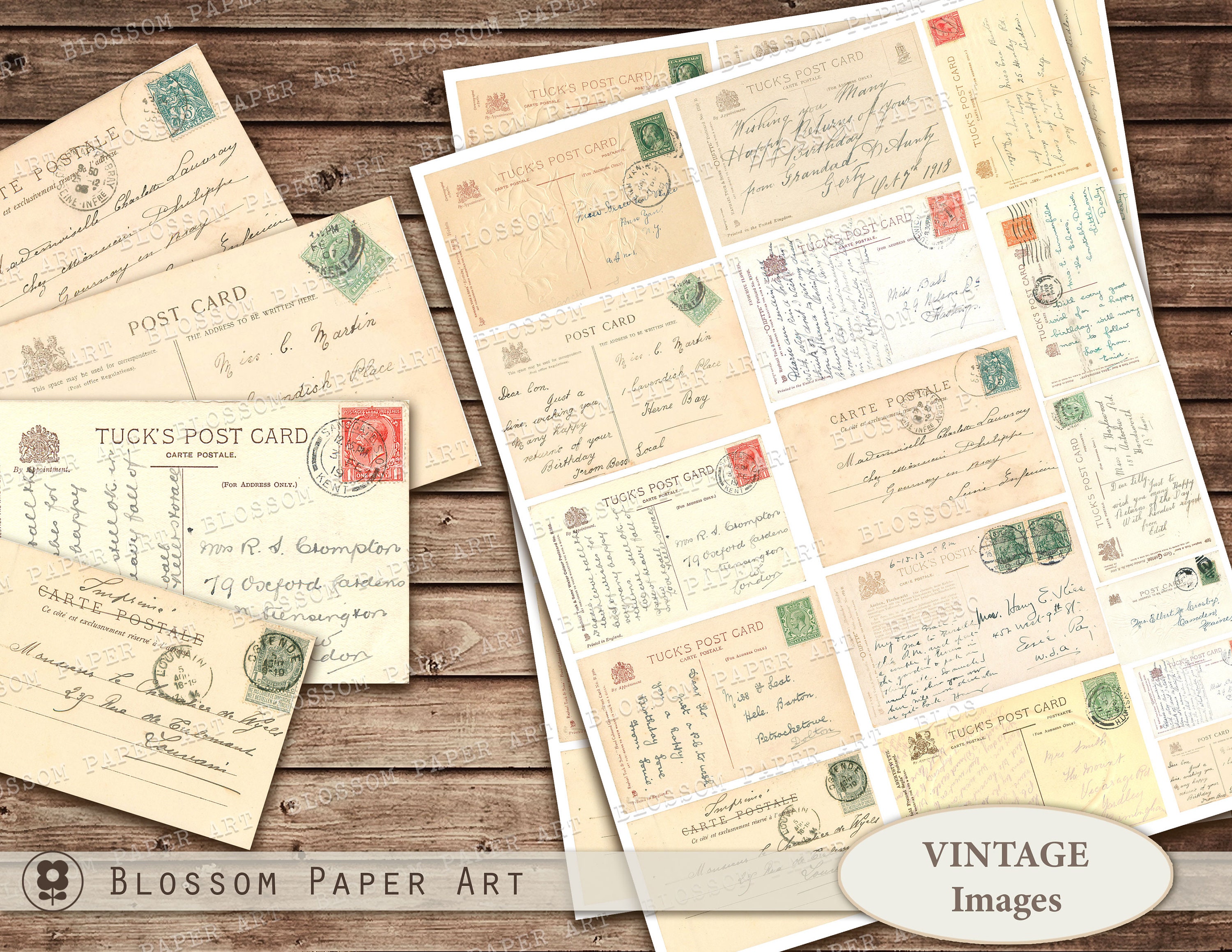 Printable Postcards Vintage Postcard Digital Collage Sheet | Etsy