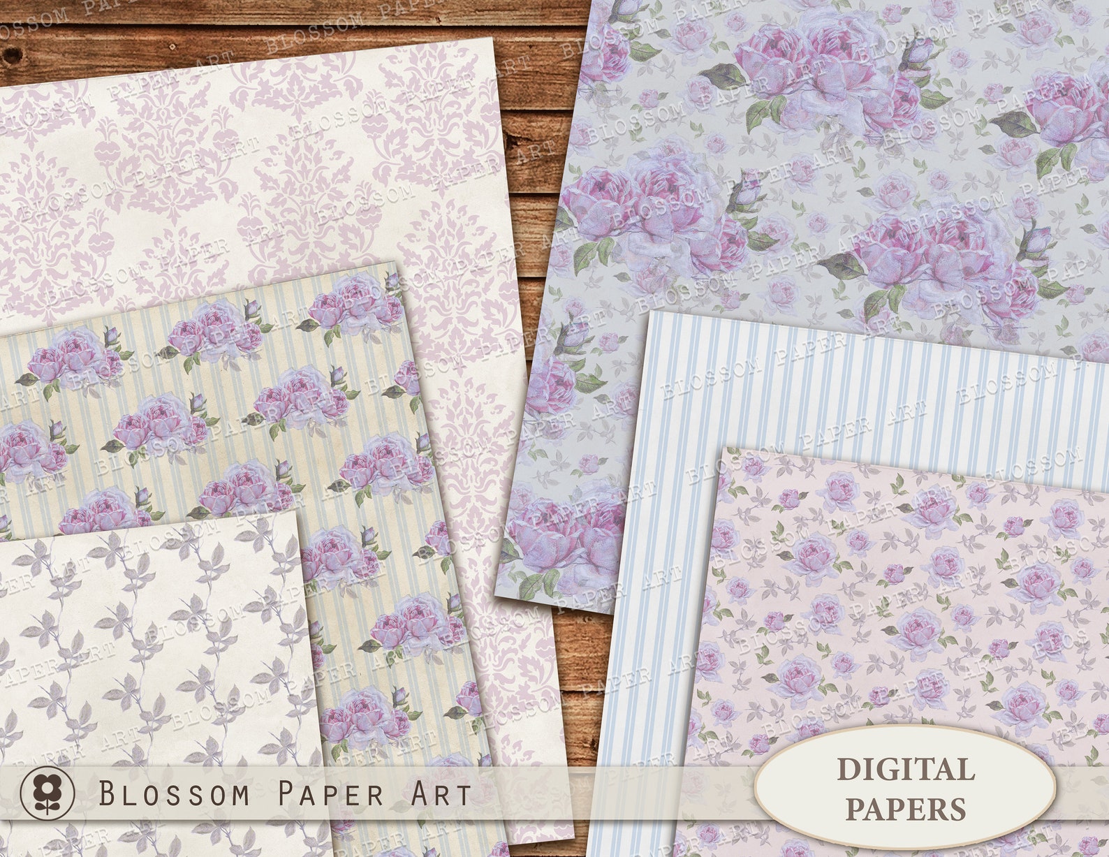 Digital Paper Floral Vintage Roses Digital Paper Pack Roses - Etsy