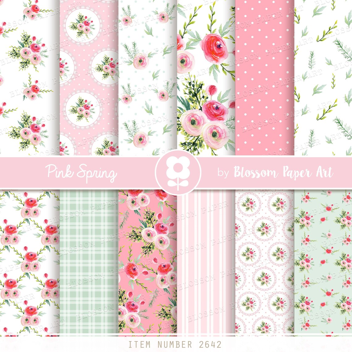 Pink Digital Paper Floral Scrapbook Paper Pack Shabby - Etsy
