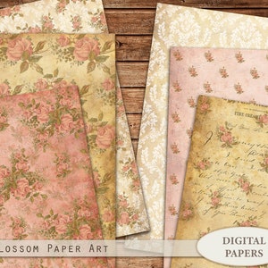 VINTAGE PRINTABLE Rose Digital Paper Digital Paper Pack Collage Sheet ...