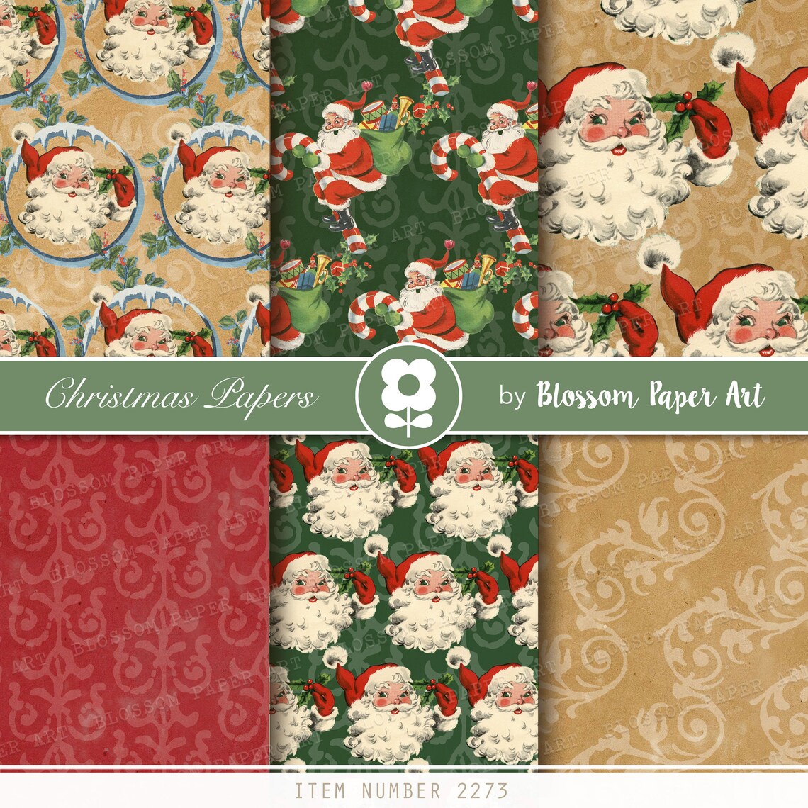 Christmas Digital Paper Vintage Christmas Digital Paper Pack | Etsy