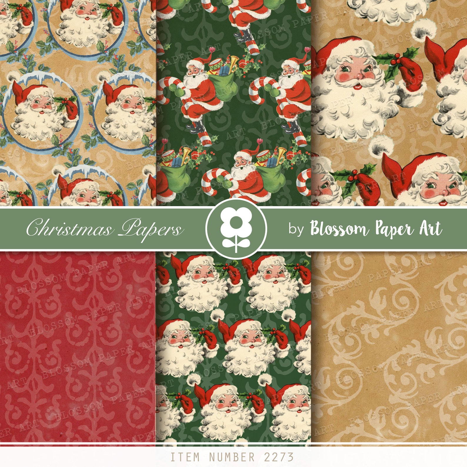 Christmas Digital Paper Vintage Christmas Digital Paper Pack | Etsy