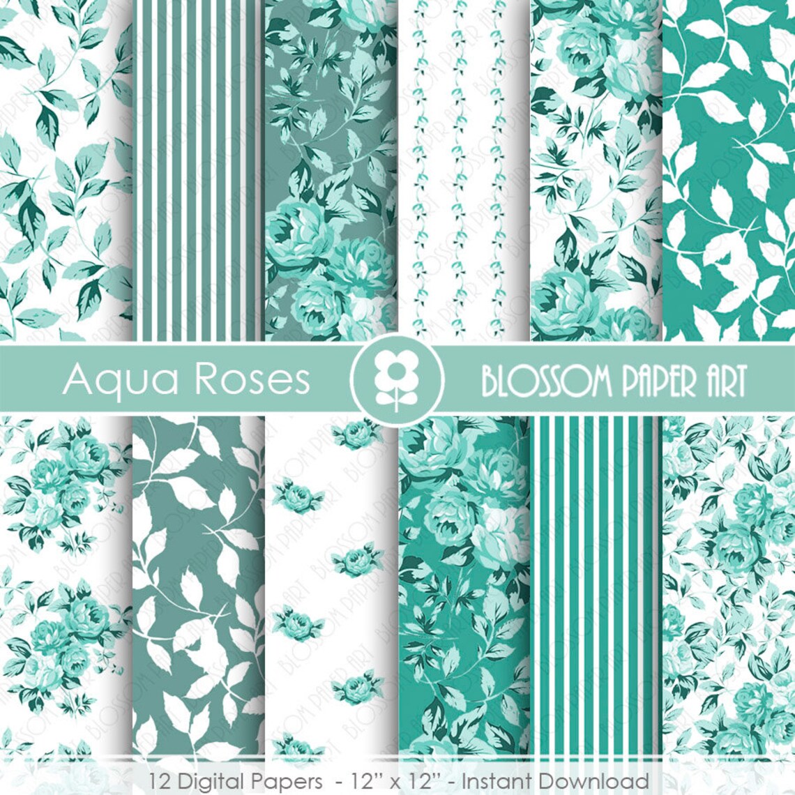 Aqua Digital Paper Pack Scrapbook Aqua Scrapbooking Papers - Etsy Canada