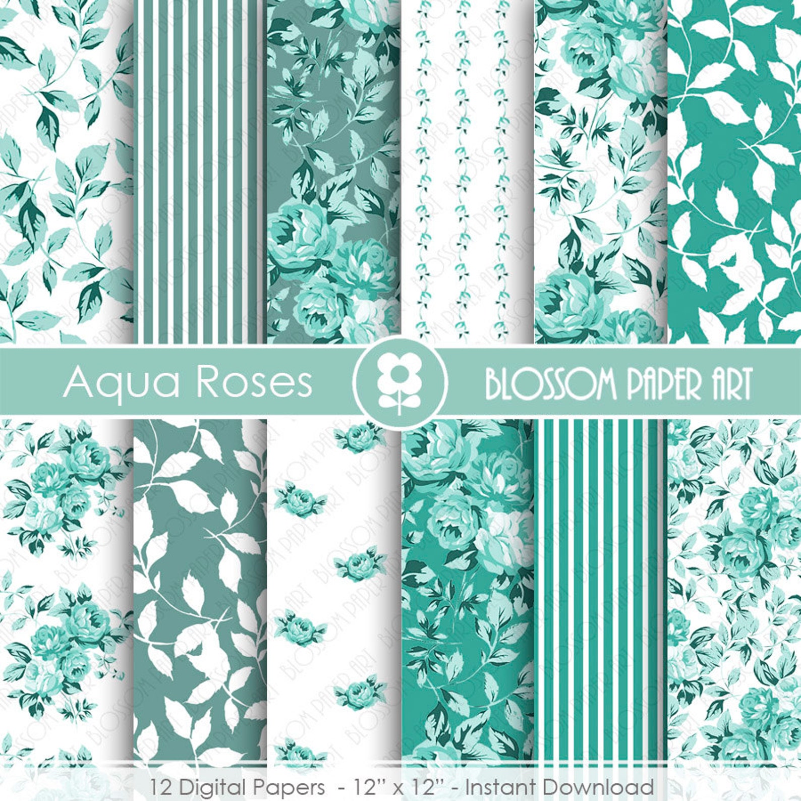 Aqua Digital Paper Pack Scrapbook Aqua Scrapbooking Papers - Etsy Canada