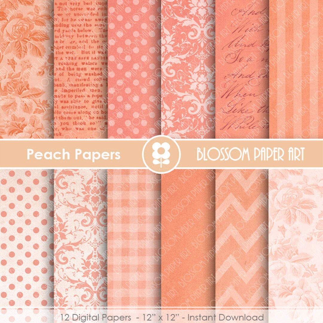 Digital Paper Peach Digital Backgrounds, Digital Scrapbooking Paper ...