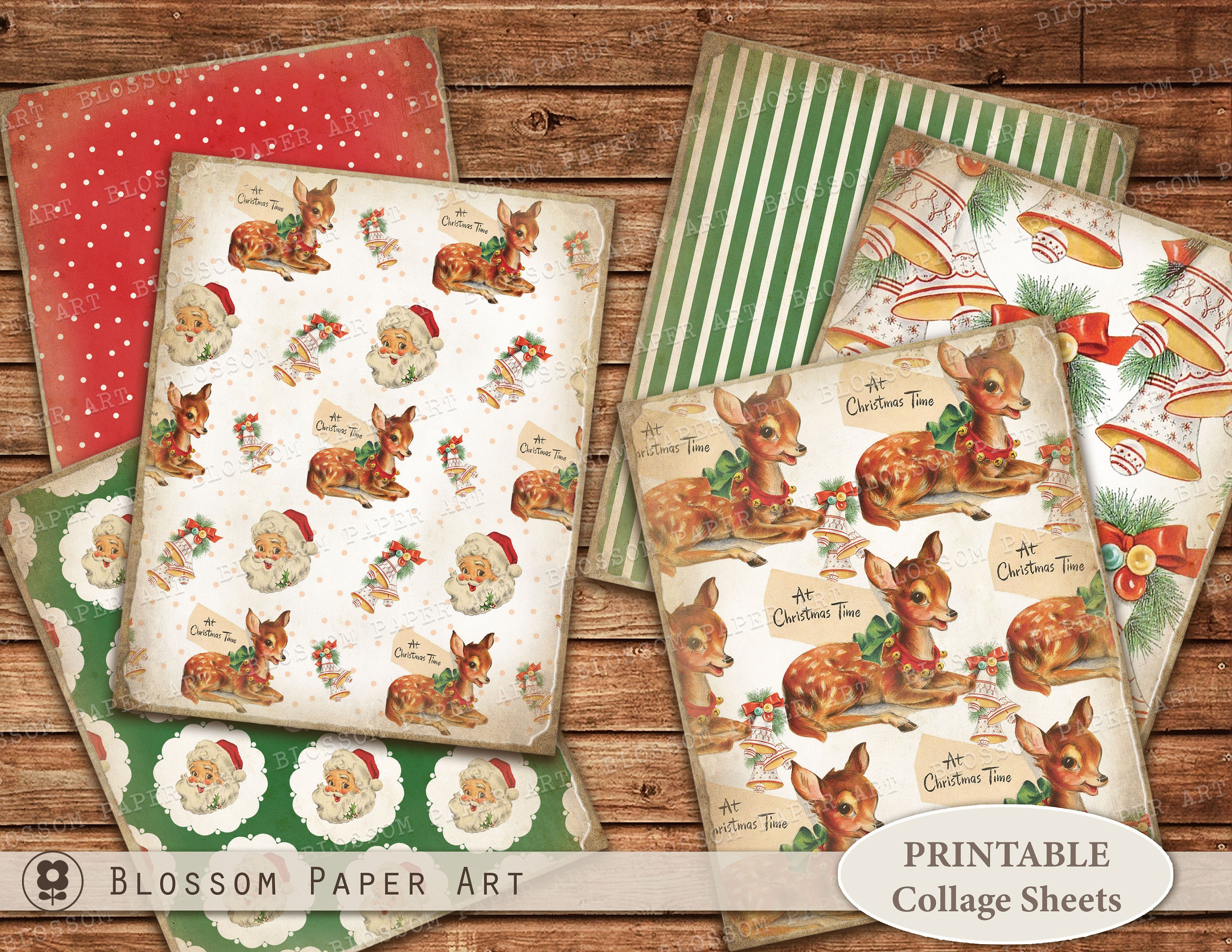 CHRISTMAS Printable Digital Collage Sheets Christmas | Etsy
