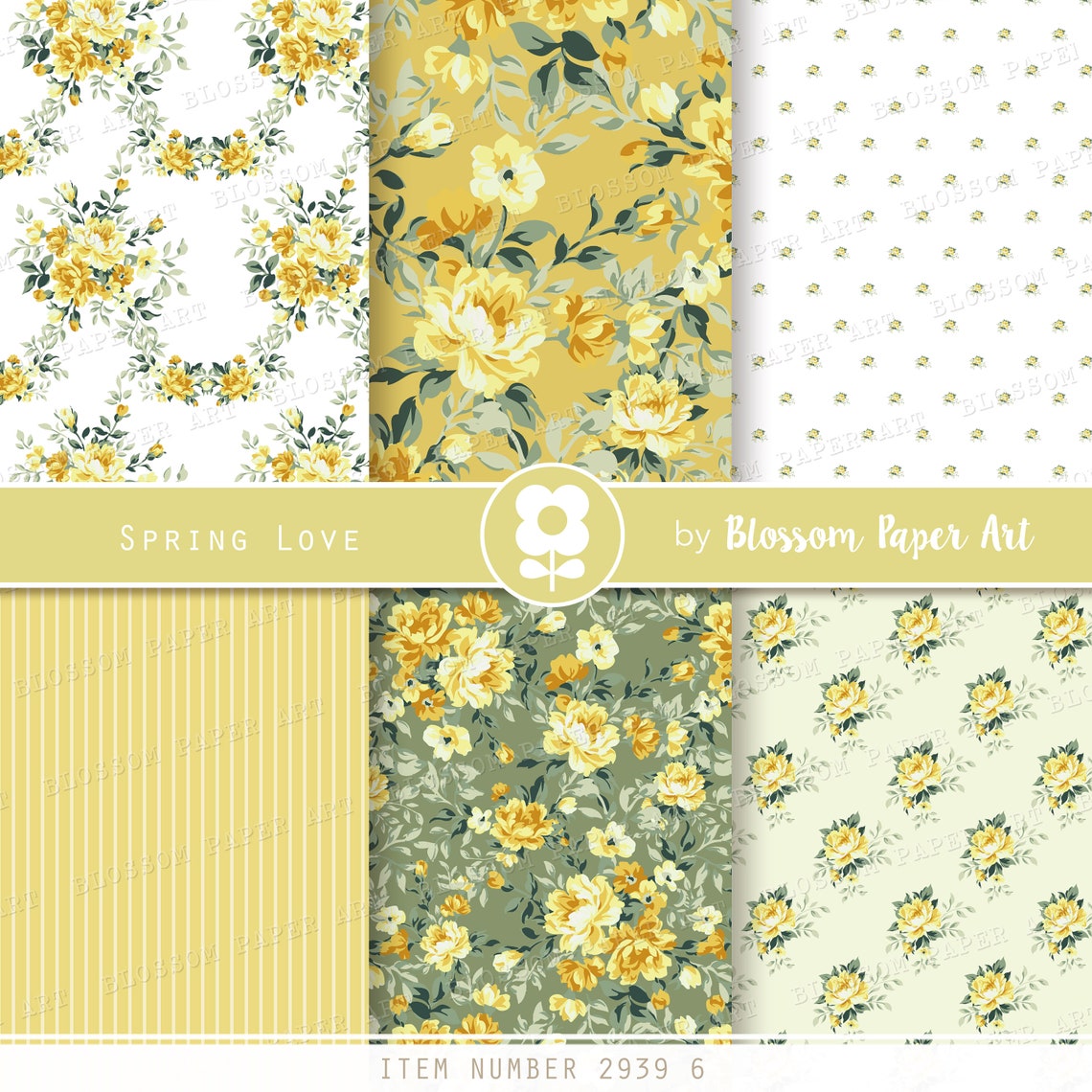 Yellow Floral Digital Paper: Scrapbook & Origami (digital Download) - Etsy