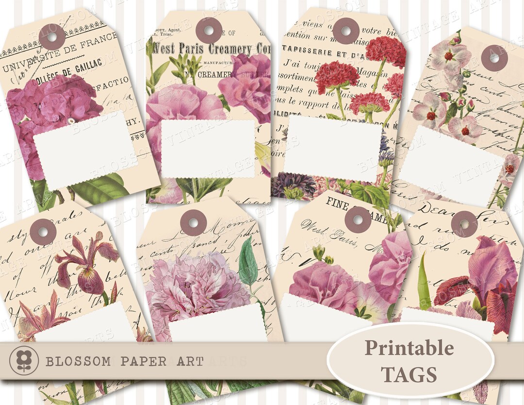 Printable Tags Digital Ephemera Collage Sheet, Journaling Tags, Junk ...