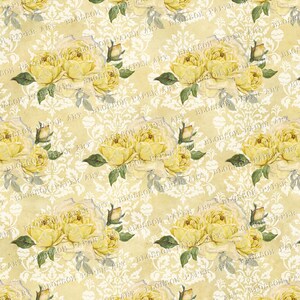 Floral Digital Paper, Yellow Scrapbook Paper, Floral Collage Sheet ...