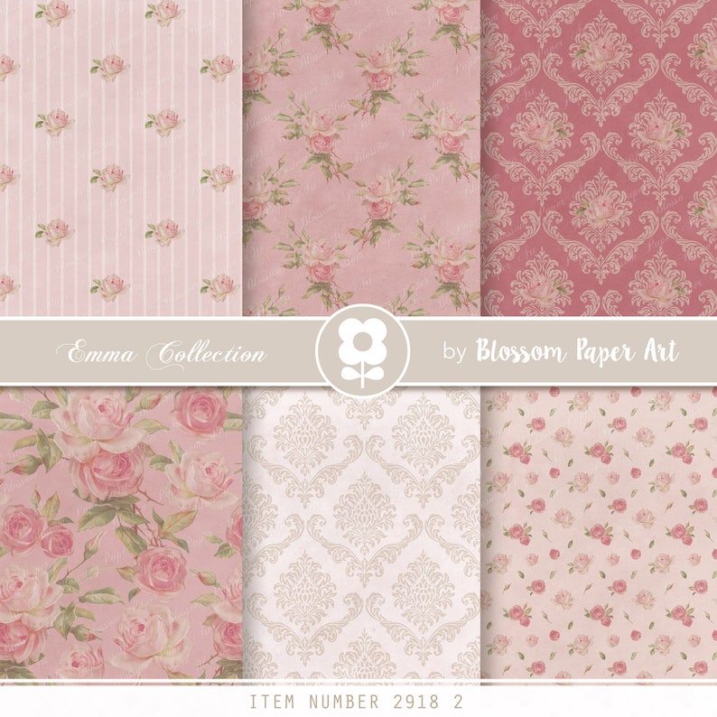 Pink Digital Paper Shabby Chic Scrapbook Paper Junk Journal | Etsy