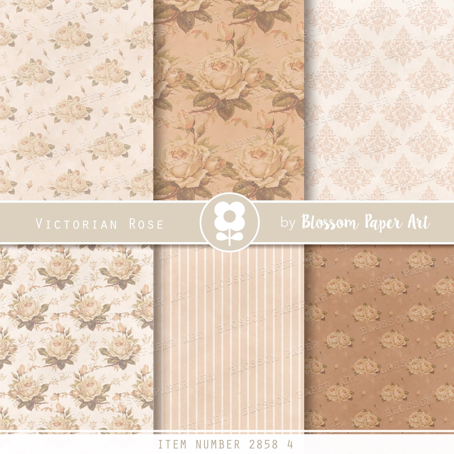 Vintage Digital Paper Shabby Chic Digital Paper Roses - Etsy