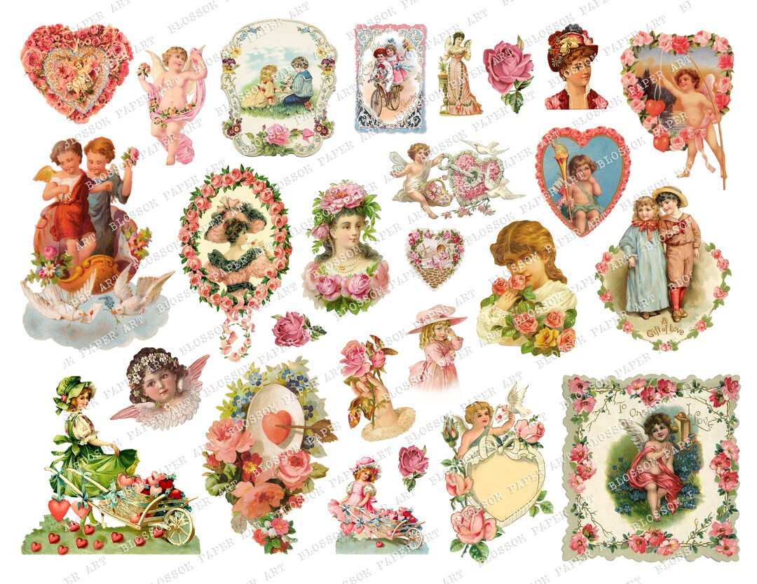 VICTORIAN Scraps, Romatic Vintage Images, Decoupage, Die Cut, Stickers ...