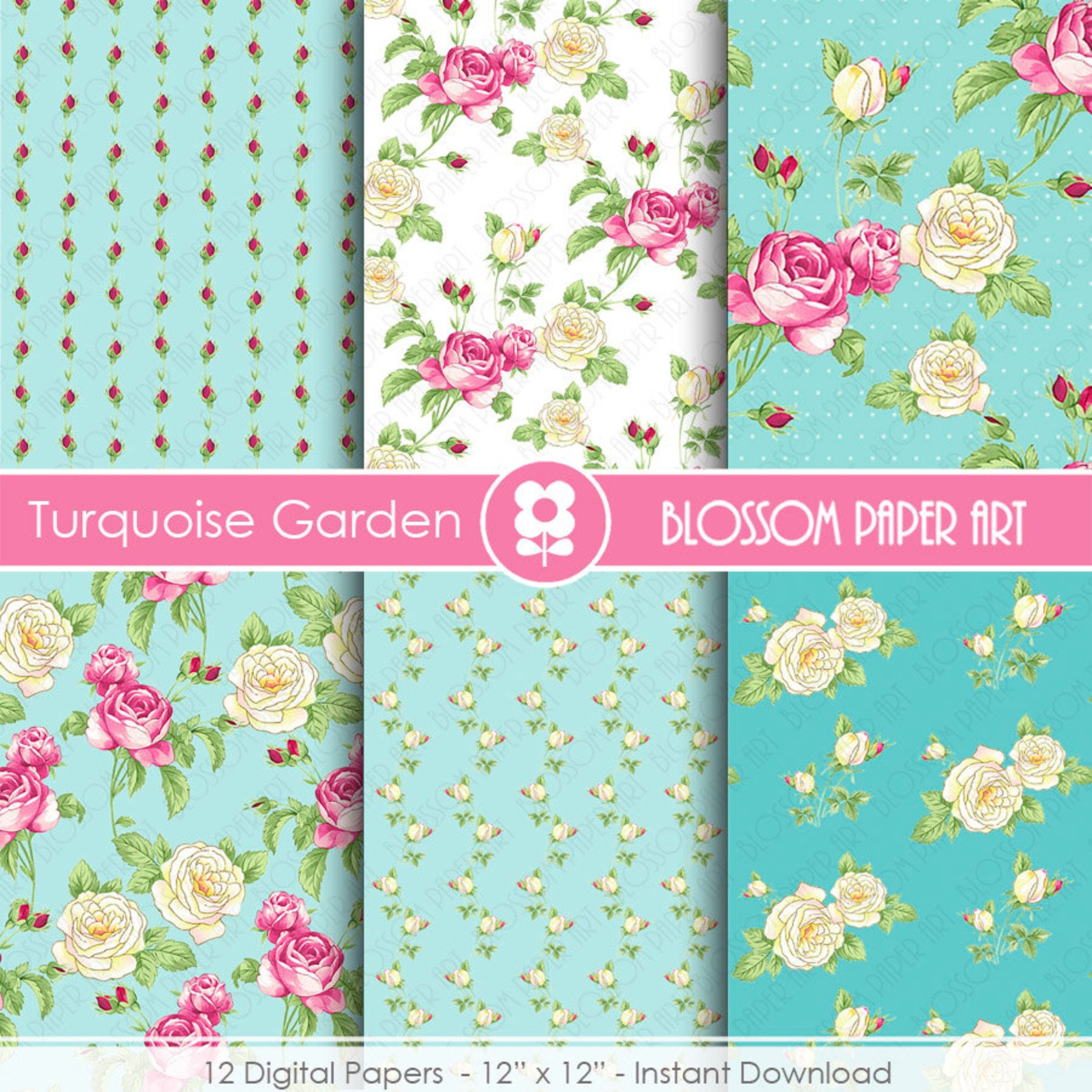 Scrapbooking Digital Paper Floral Digital Paper Pack Pink | Etsy